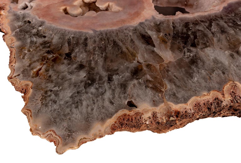 Console Table, Brazilian Quartz with Metal Base For Sale at 1stdibs