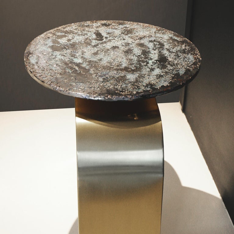 Console-Table "Bridge legs green", Melted Pewter, Murano Glass, Crystal ...