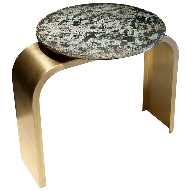 Console-Table "Bridge legs green", Melted Pewter, Murano Glass, Crystal ...