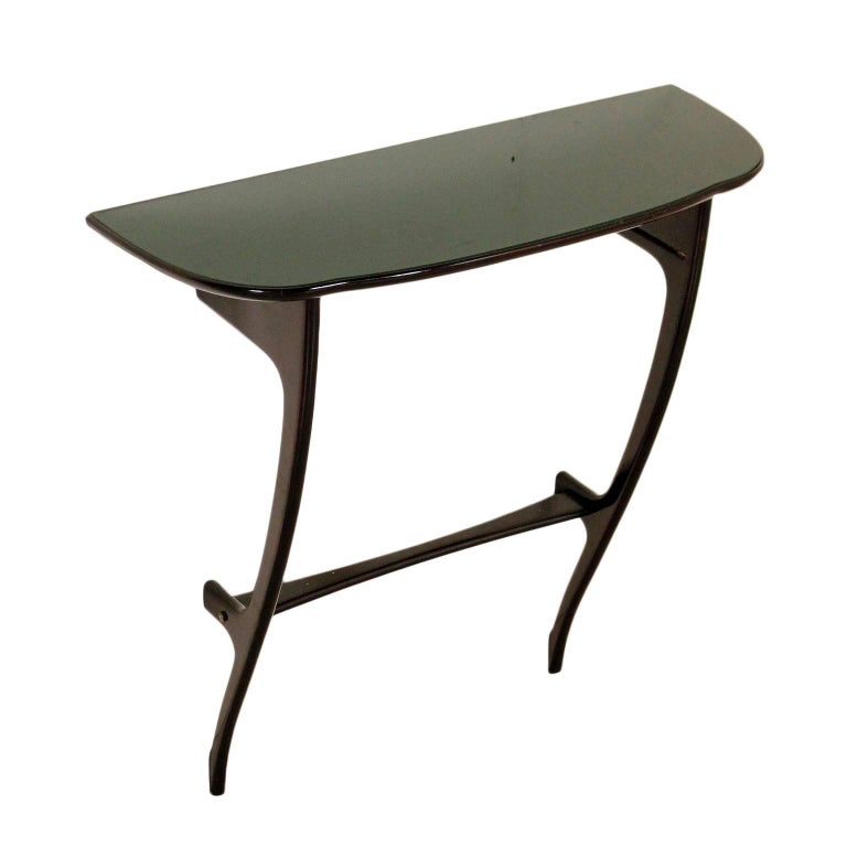 Console Table Ebonized Wood Retro Treated Glass Vintage, Italy, 1950s ...