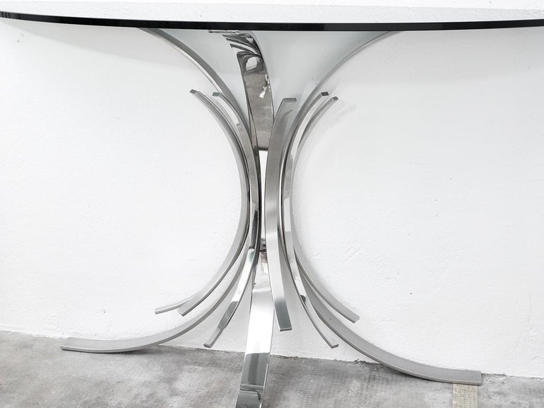 Console Table "Gerbe" by Maria Pergay, Stainless Steel and Tempered ...