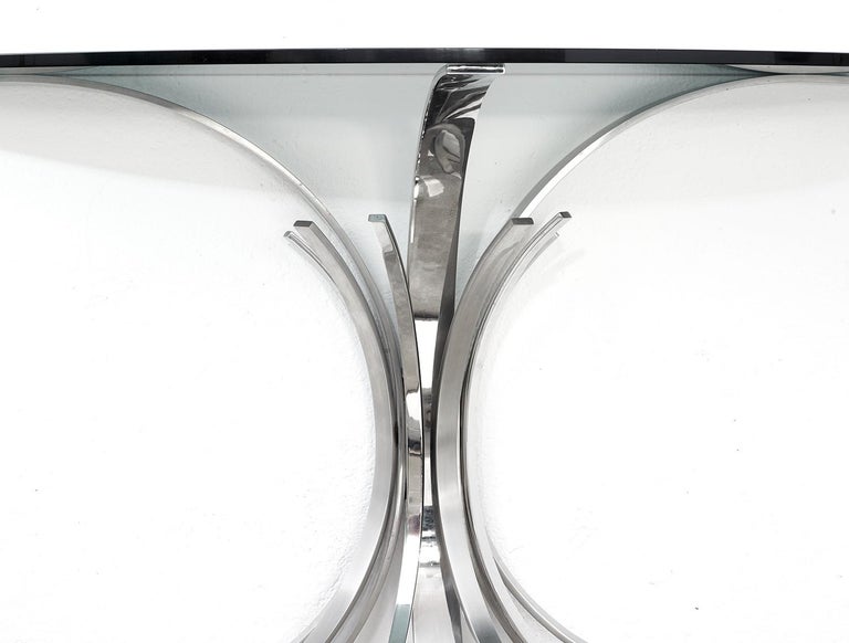 Console Table "Gerbe" by Maria Pergay, Stainless Steel and Tempered ...
