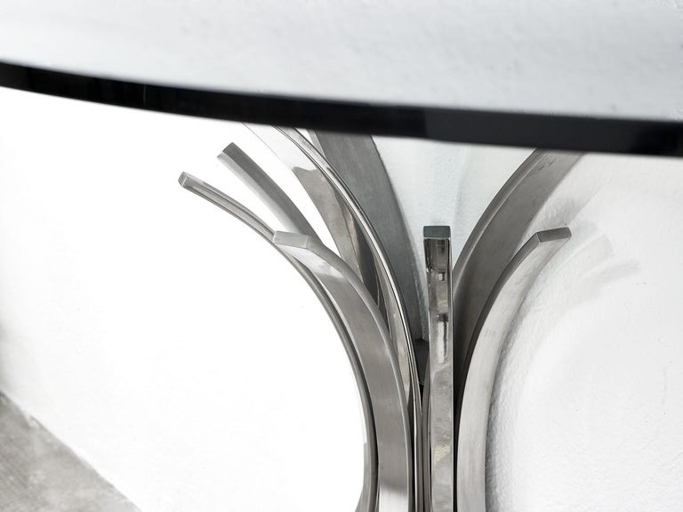 Console Table "Gerbe" by Maria Pergay, Stainless Steel and Tempered ...