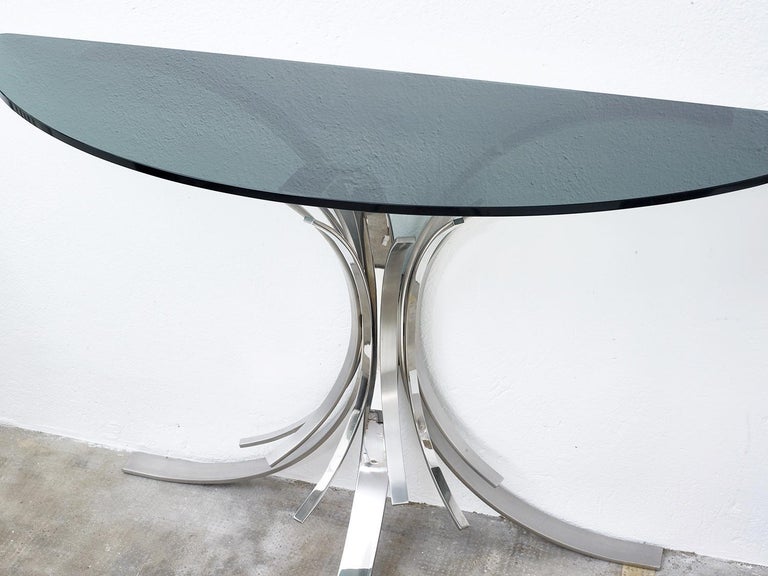 Console Table "Gerbe" by Maria Pergay, Stainless Steel and Tempered ...