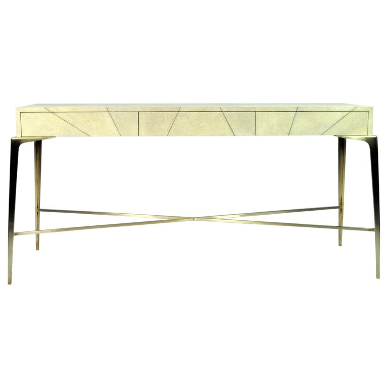 Console Table Hydra '3 Drawers' in Shagreen and Brass by Ginger Brown For Sale at 1stDibs ...