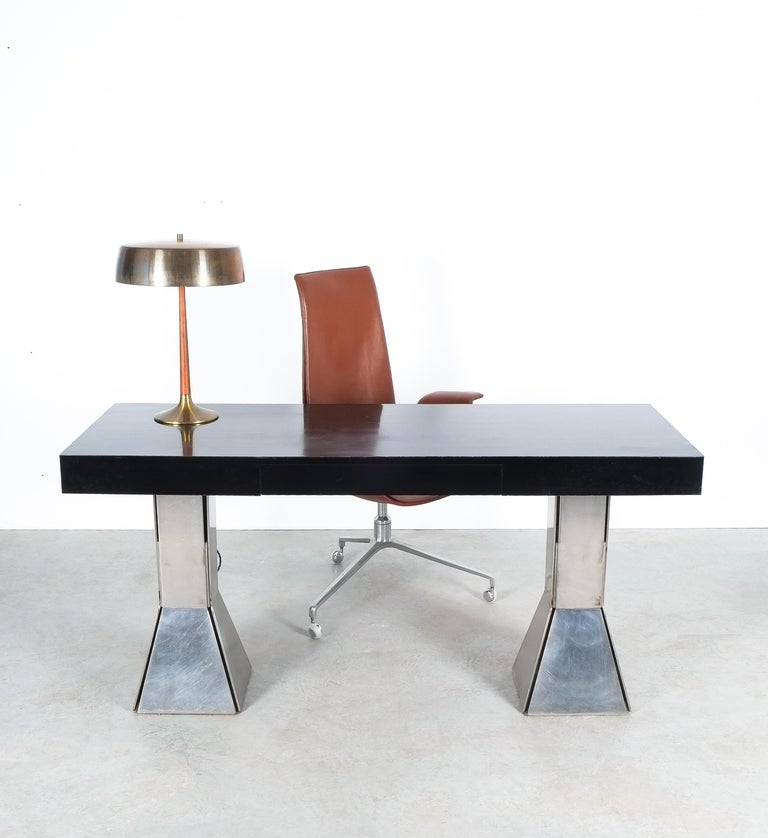 Console Table or Desk In Formica Stainless Steel, Italy at 1stDibs