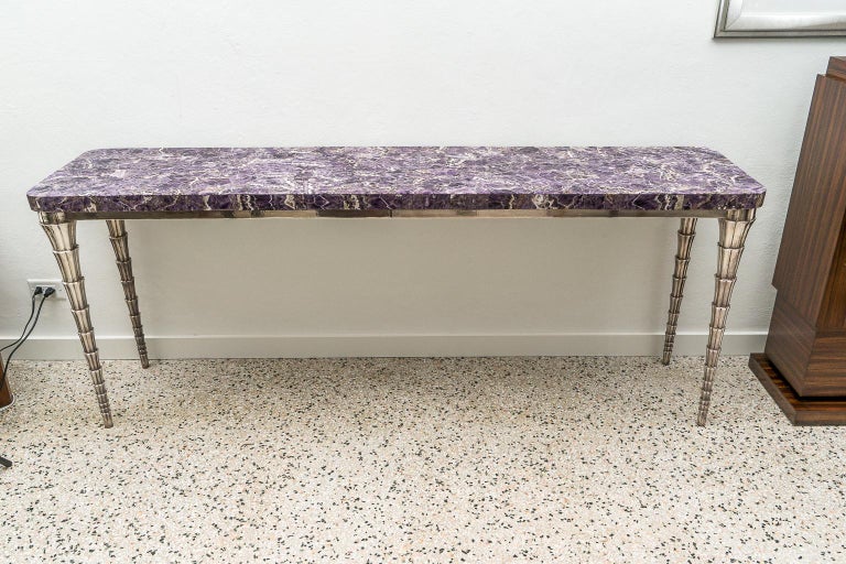 Console Table Purple Mosaic and Silver Clad Cornets at 1stDibs