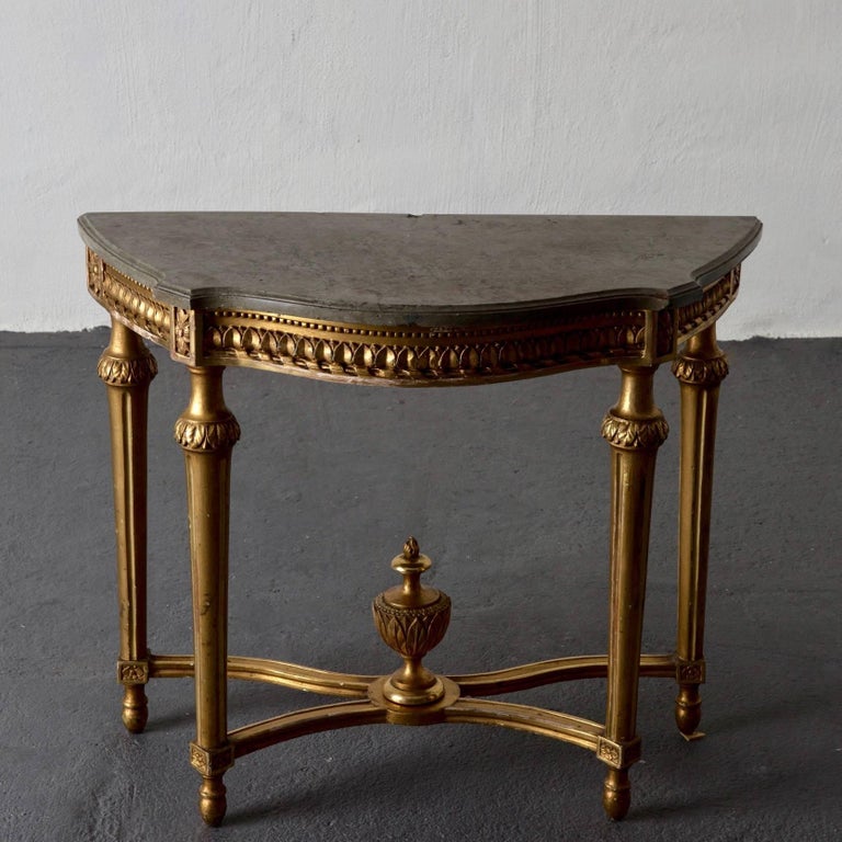 Console Table Swedish Gustavian Gilded Stone Top Neoclassical, Sweden ...