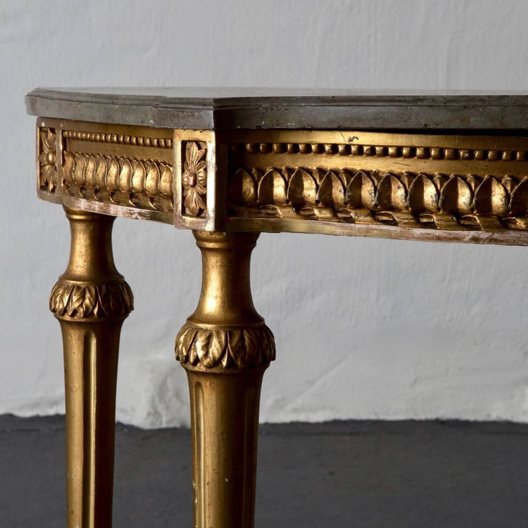 Console Table Swedish Gustavian Gilded Stone Top Neoclassical, Sweden ...