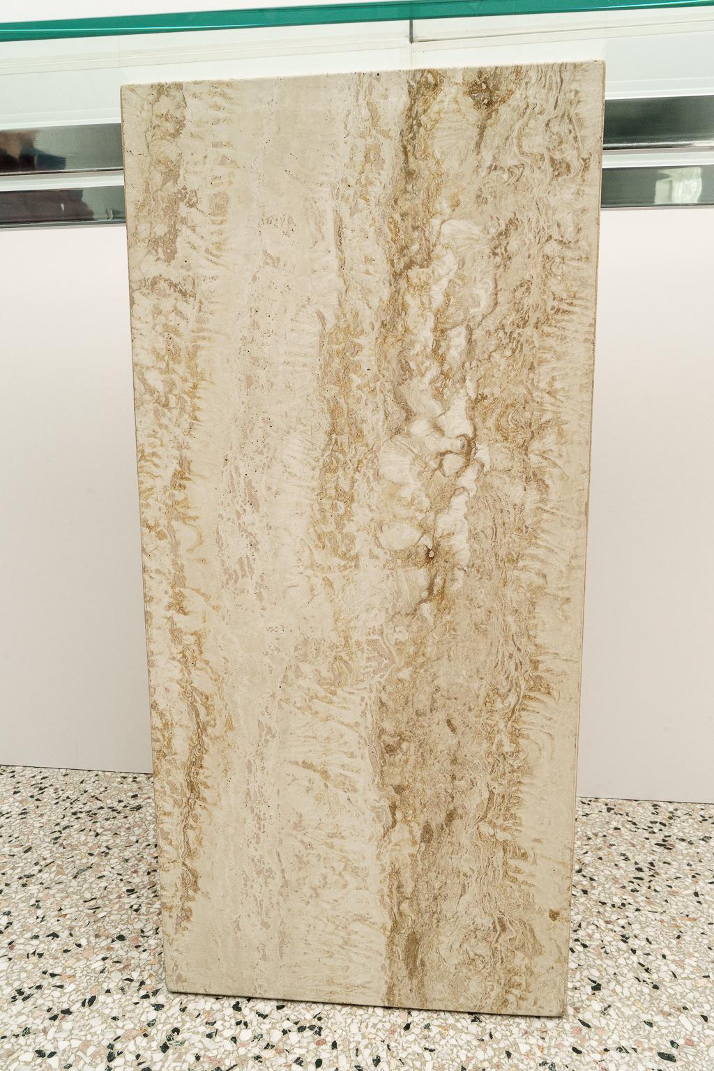 Console Table Travertine, Glass and Chrome at 1stDibs