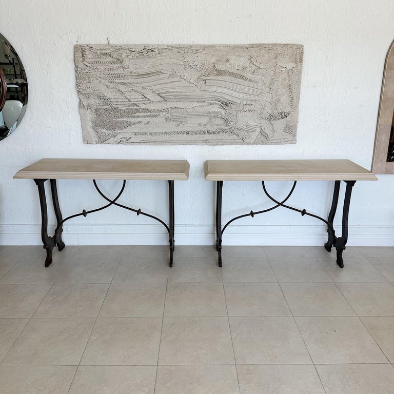 Console Tables with Stone Tops and Iron Bases in 18th Century Style ...