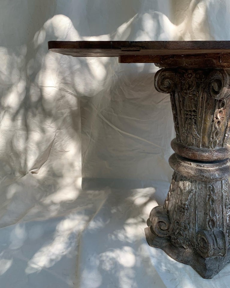 Console with Two Indian Capitals with Rosewood Top, 20th Century For ...