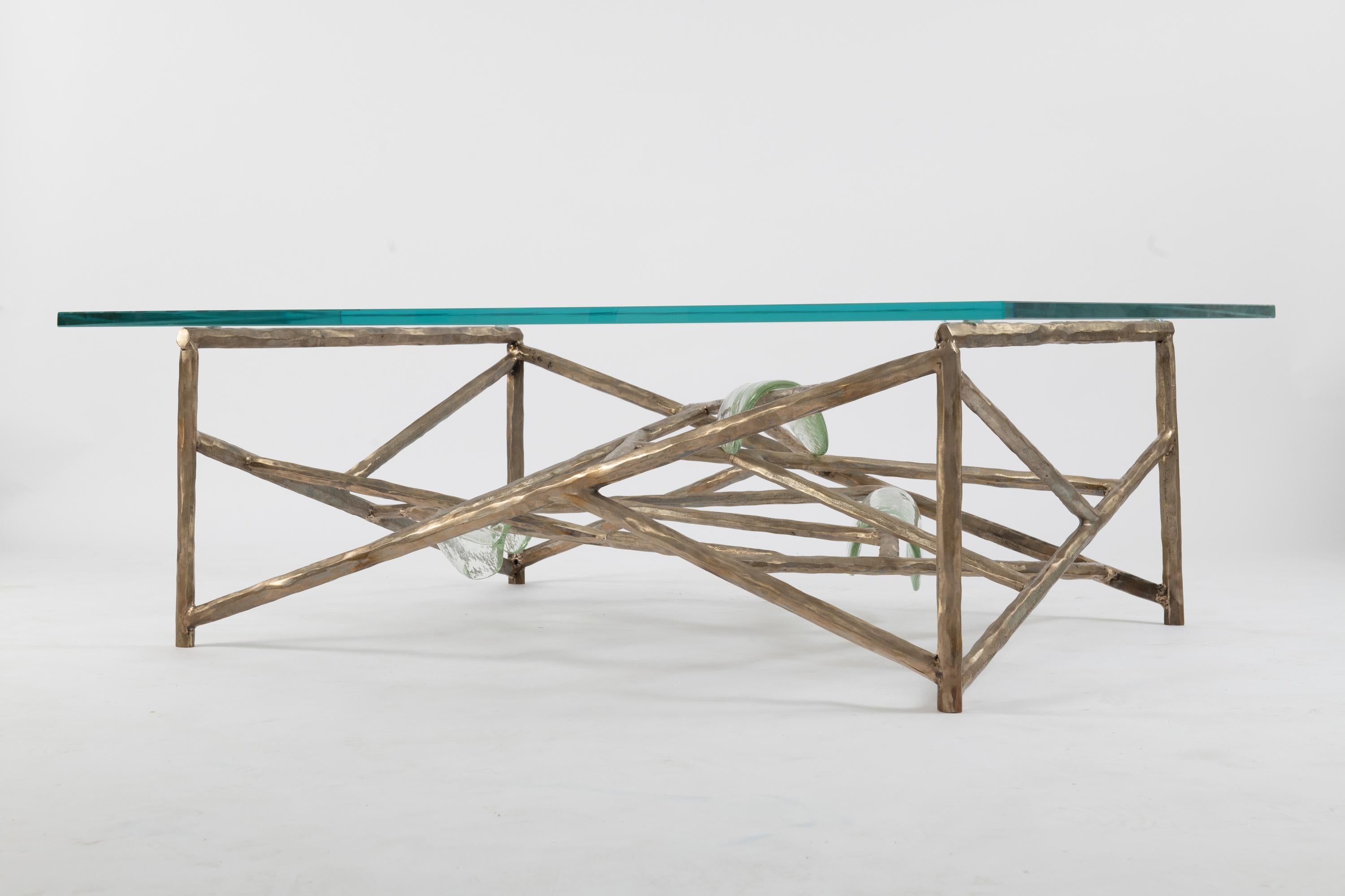 Constraint Table in Bronze and Glass by Gregory Nangle For Sale at 1stDibs