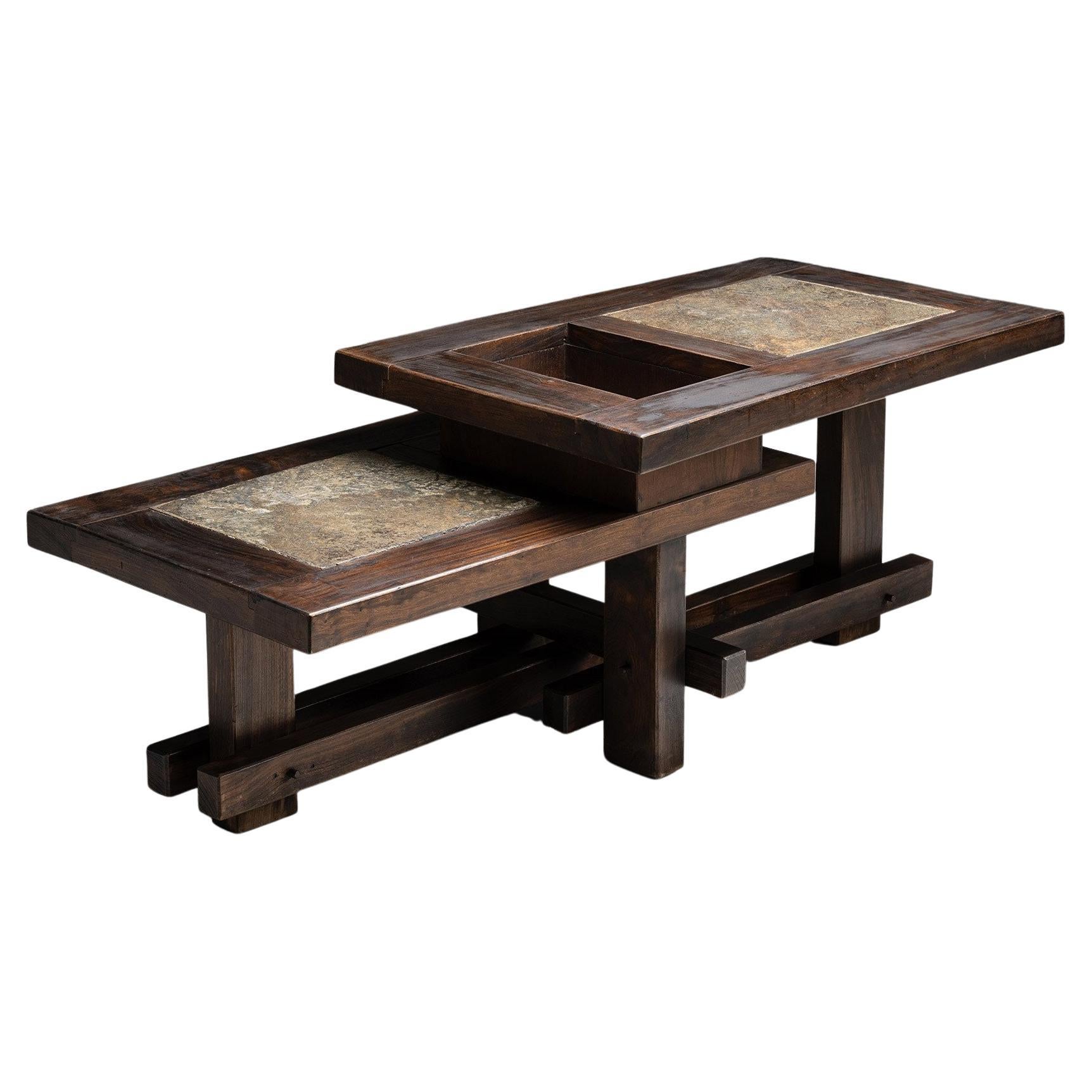 Coffee Table in Straw Marquetry, France, circa 1960 For Sale at 1stDibs