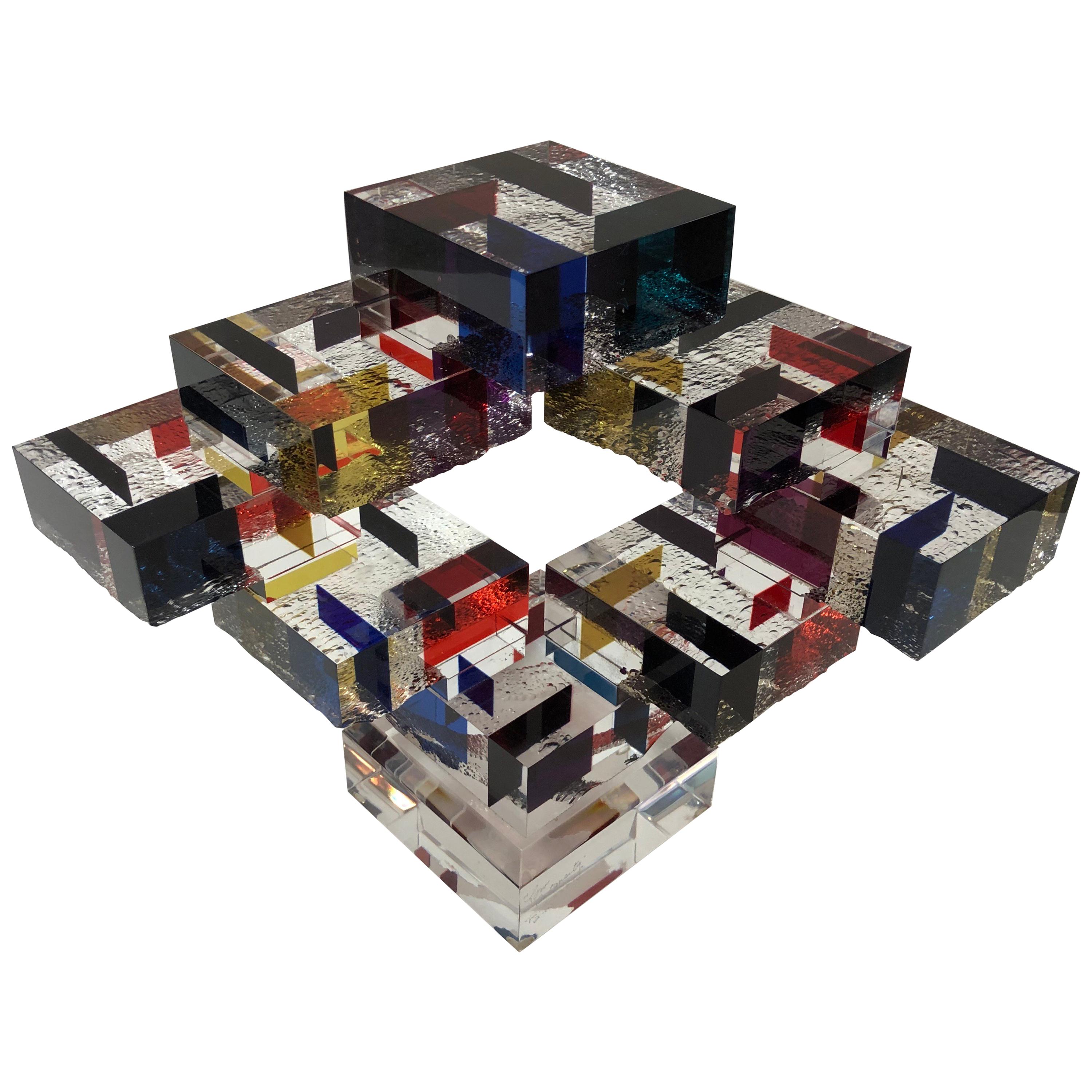 Constructivist Colorful Lucite Sculpture by Rod Garrett, 2003 at 1stDibs