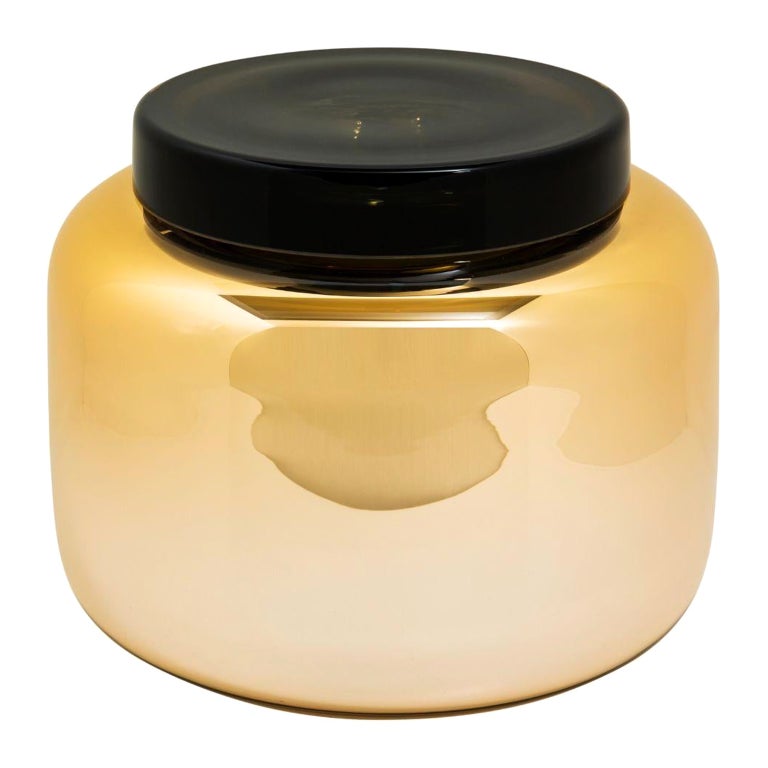 Container Low Orange Black Vase and Box by Pulpo For Sale at 1stDibs
