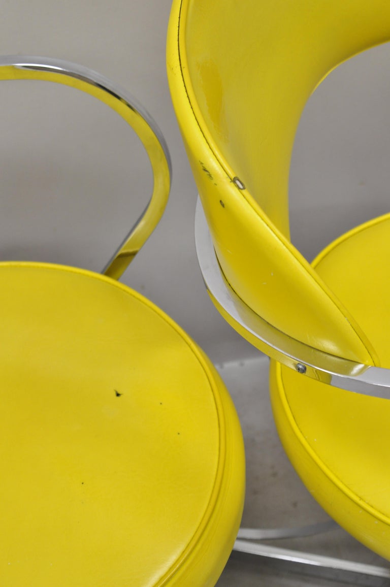 Contempo Frames Inc. Midcentury Yellow Vinyl Chrome Frame Dining Set, 5 ...