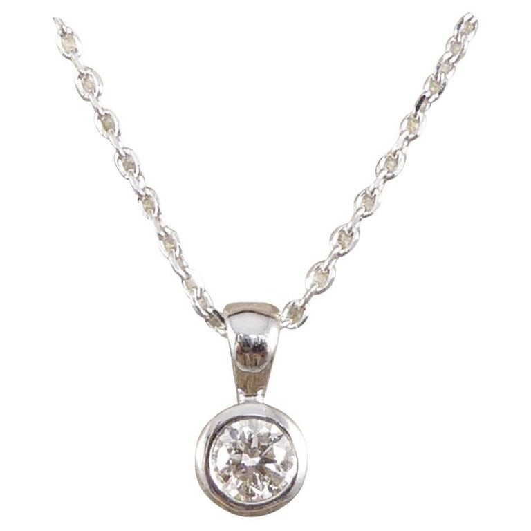 Contemporary 0.25ct Modern Brilliant Diamond Rub Over Pendant on White ...
