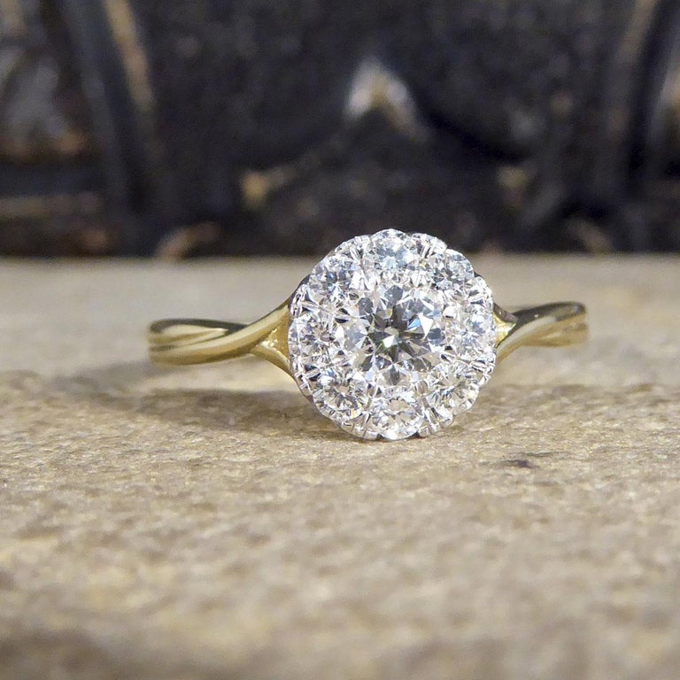 Contemporary 0.50ct Diamond Cluster and 1.70ct Solitaire Look Ring ...