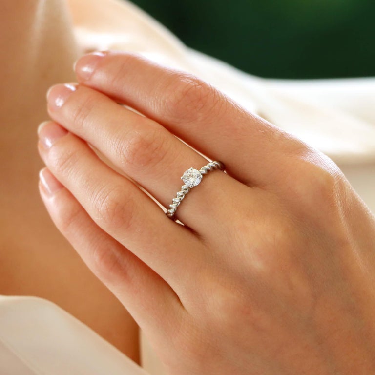 Contemporary 0.50ct Round Cut Diamond Solitaire With Twisted Band in ...