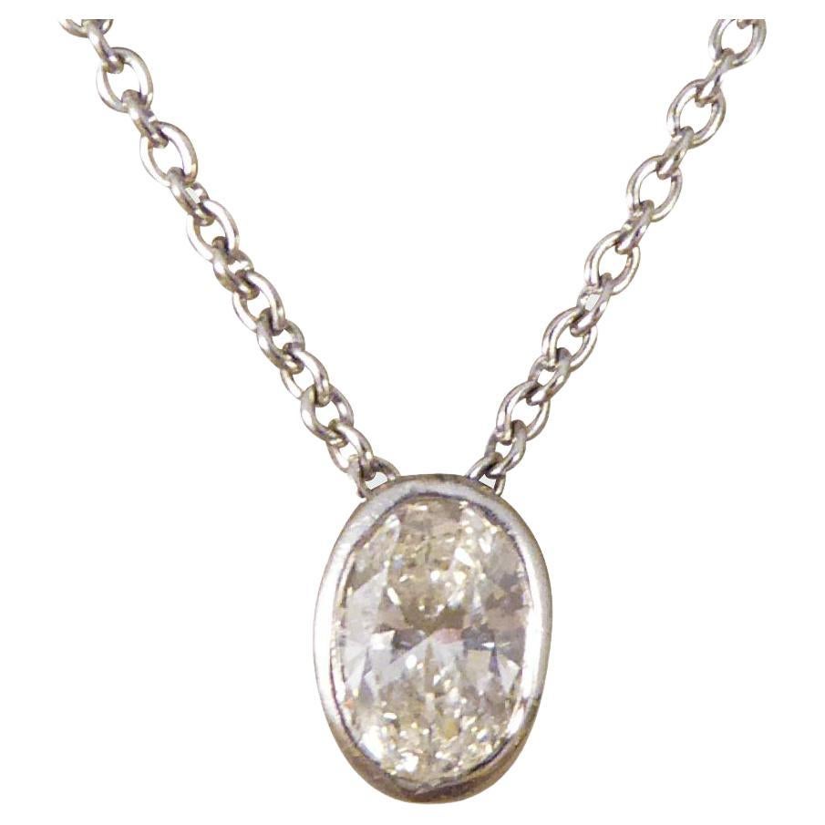 Contemporary 0.25ct Modern Brilliant Diamond Rub Over Pendant on White ...