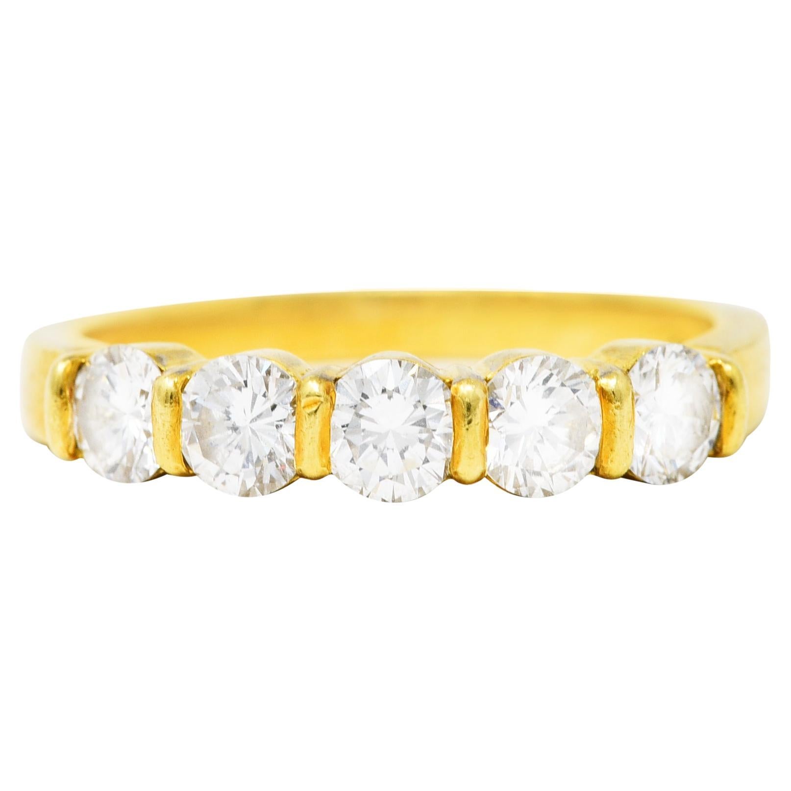 Diamond-Set Chunky Gold Ring at 1stDibs