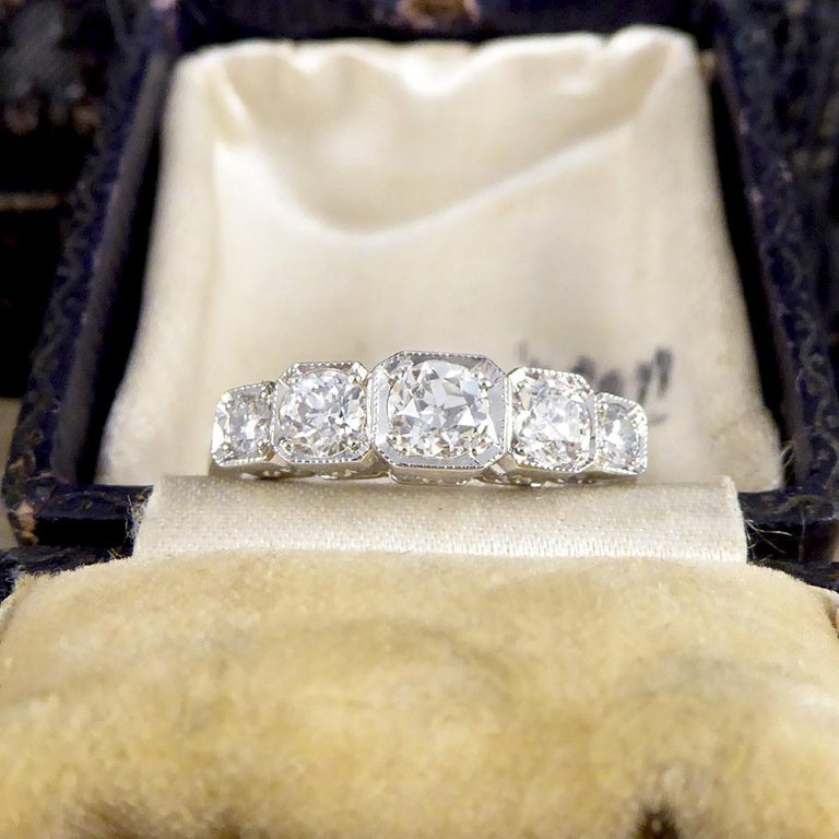 Contemporary 0.90 Carat Diamond Five Stone Geometric Set Ring in ...