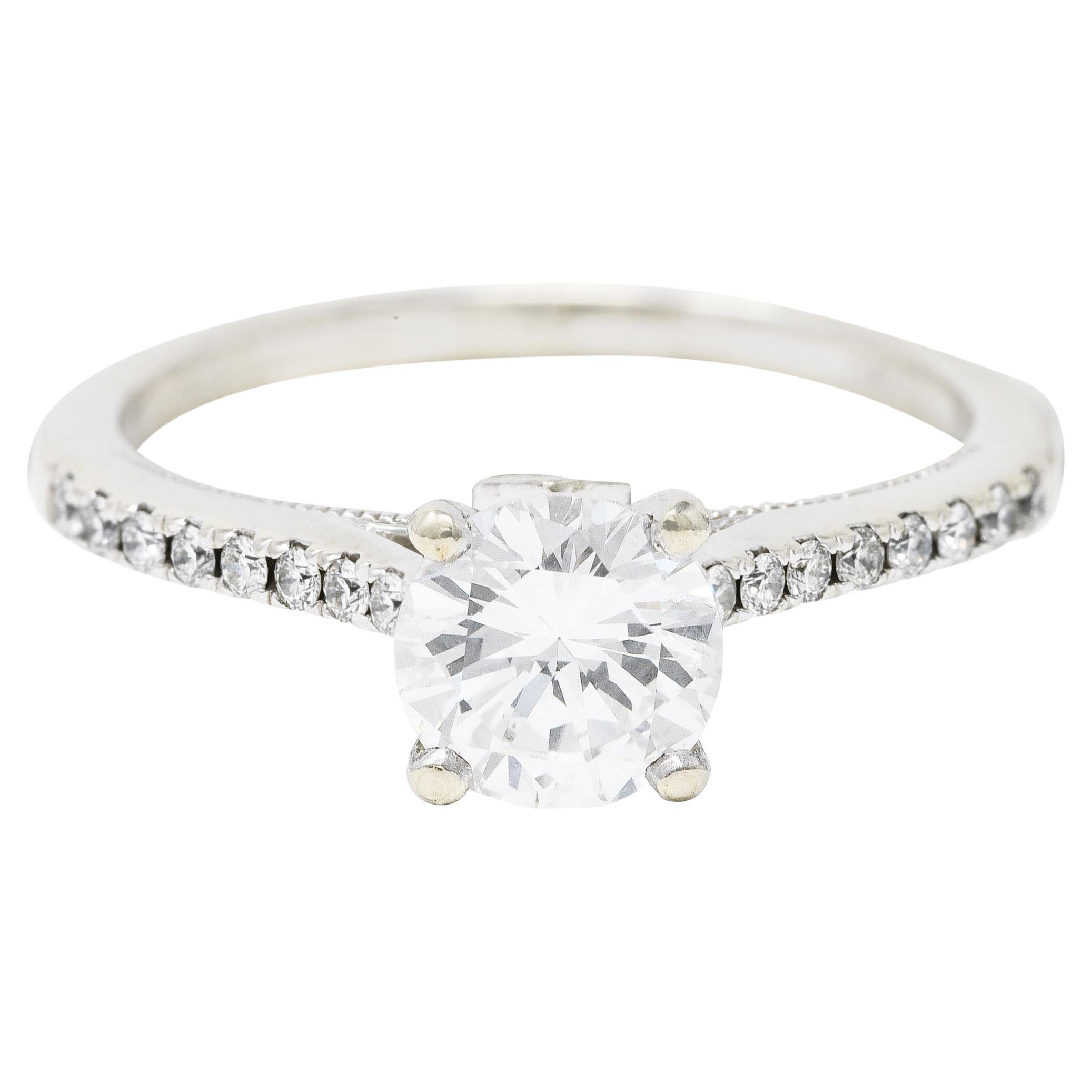 18 Karat White Gold Monan Carnation Ring Set with 0.92 Carat of ...