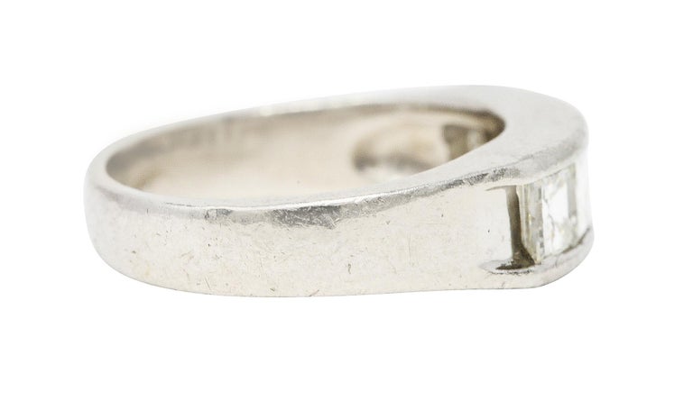 Contemporary 1.02 Carats Step Cut Diamond Platinum Channel Band Ring ...