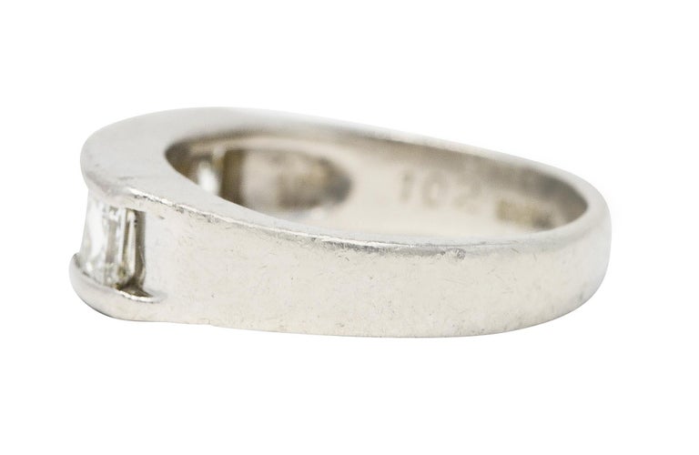 Contemporary 1.02 Carats Step Cut Diamond Platinum Channel Band Ring ...