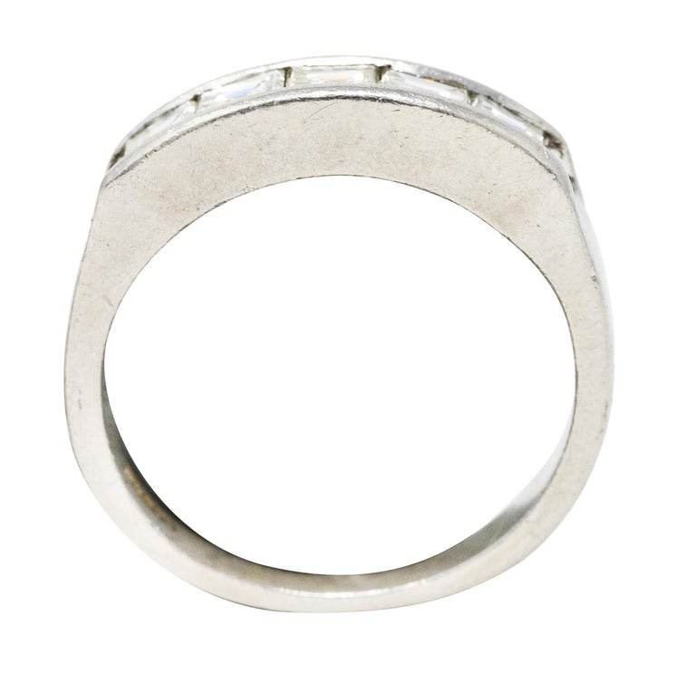 Contemporary 1.02 Carats Step Cut Diamond Platinum Channel Band Ring ...