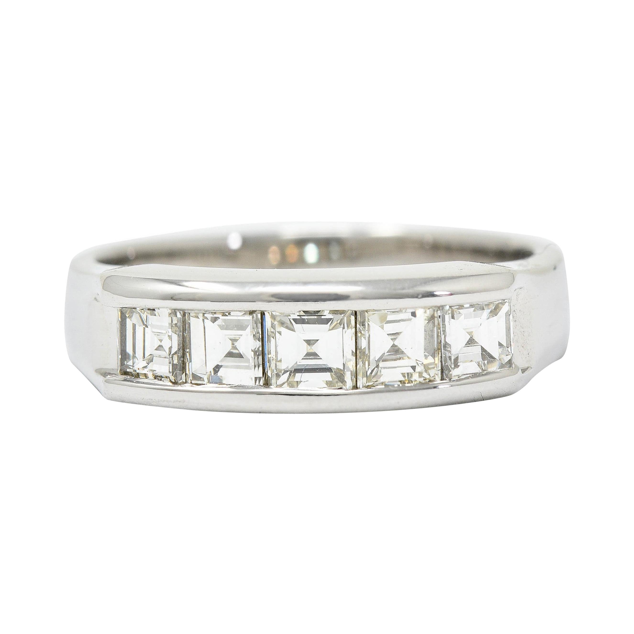 Harry Winston Square Step Cut Diamond Platinum Band at 1stDibs