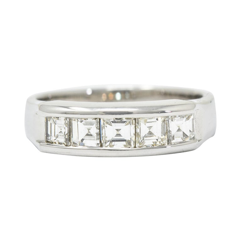 Contemporary 1.03 Carats Square Step Cut Diamond Platinum Stacking Band ...
