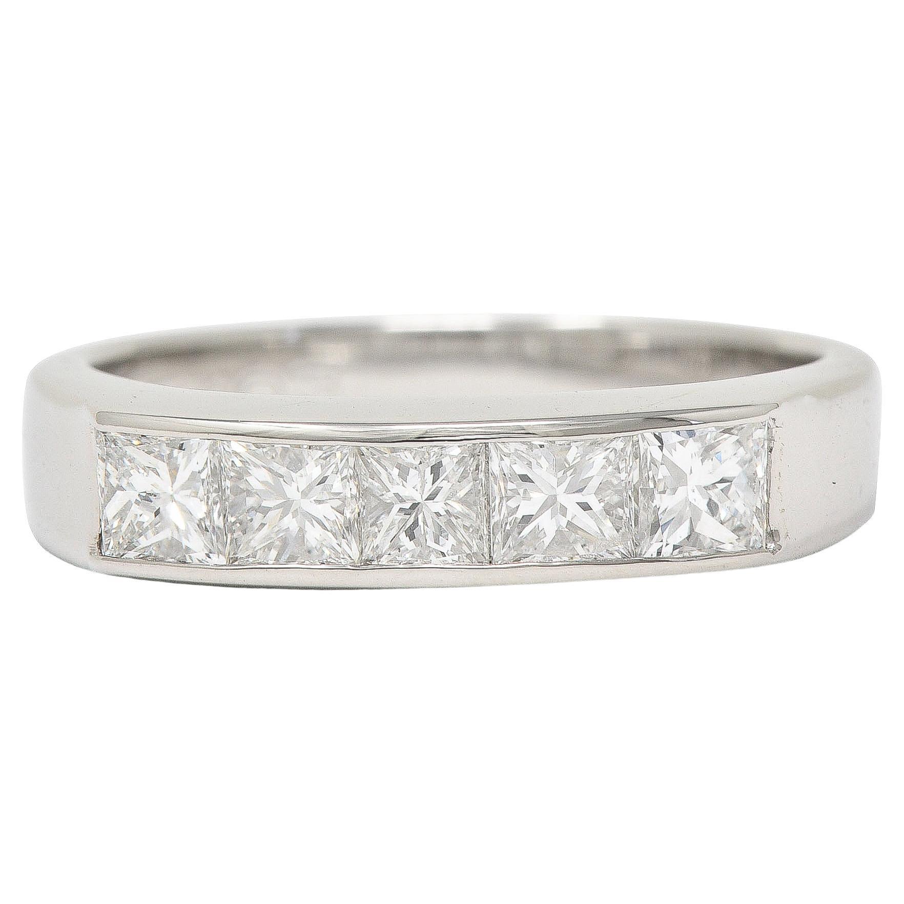 Contemporary 1.03 CTW Princess Cut Diamond Platinum Channel Band Ring ...