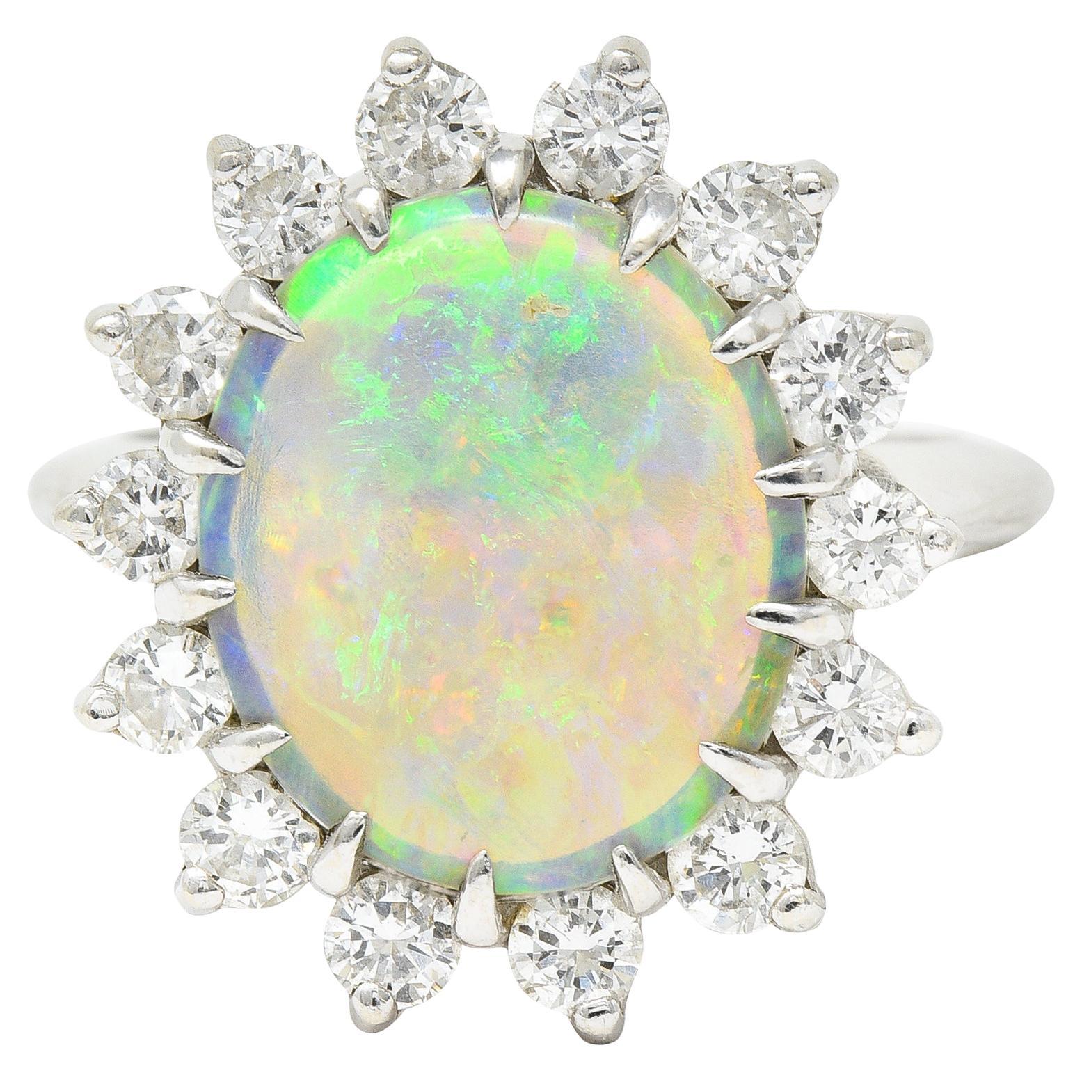 Victorian Mexican Fire Opal 14 Karat Gold Cluster Ring at 1stDibs ...