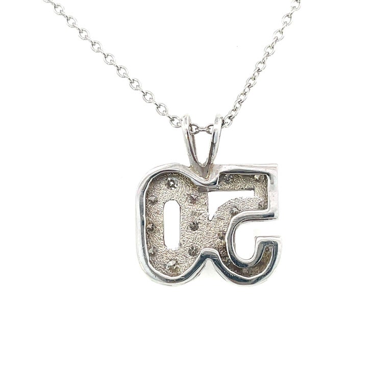 Contemporary 14K White Gold Diamond "50" Pendant For Sale at 1stDibs