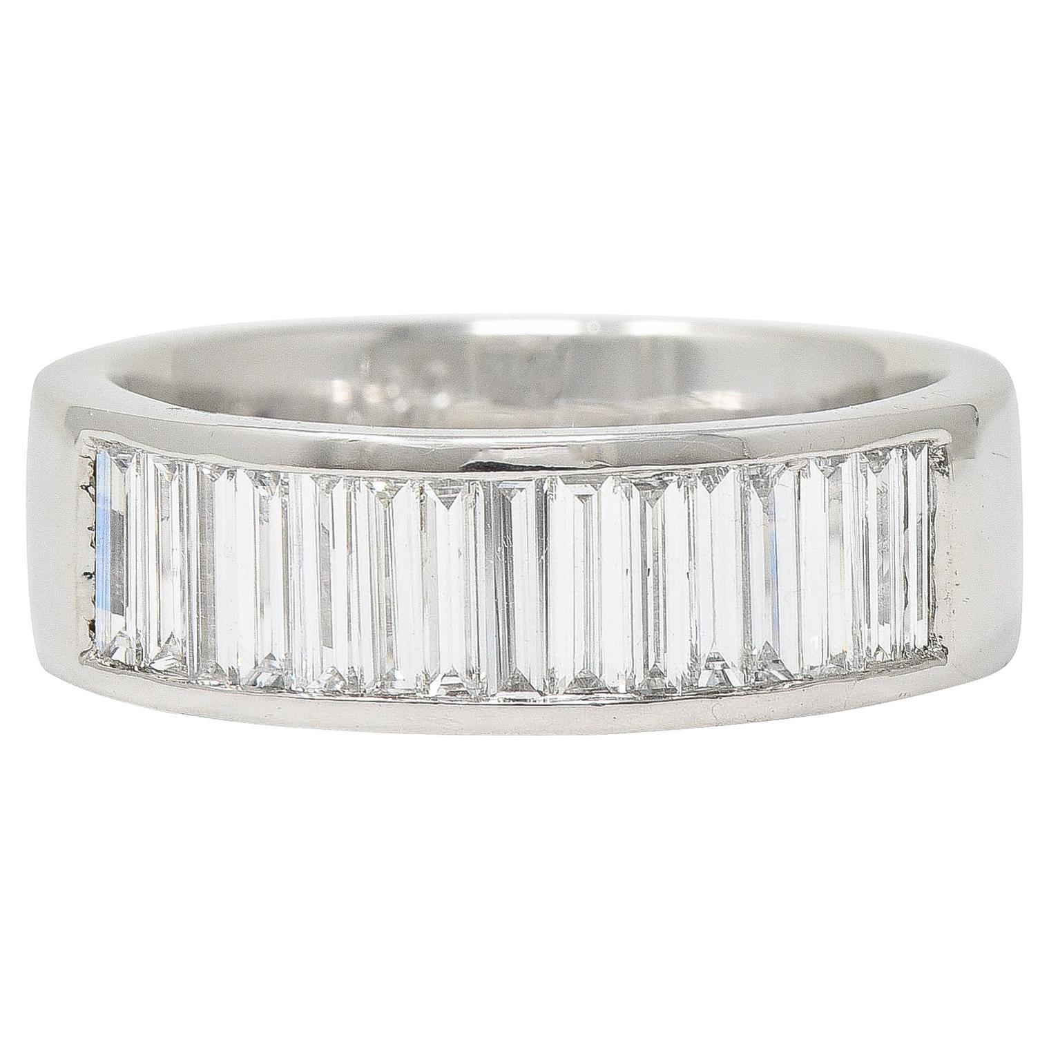 Platinum Channel Set Baguette Cut Diamond Band For Sale at 1stDibs