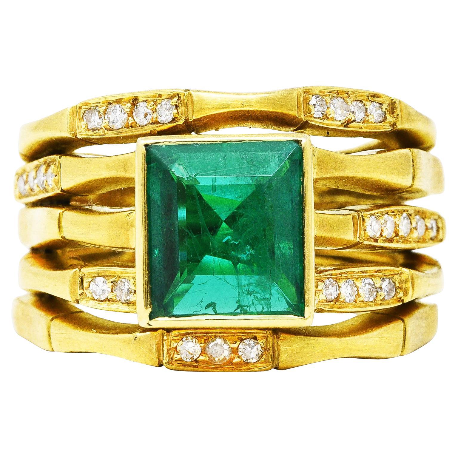 Gucci Bamboo Diamond Gold Ring at 1stDibs