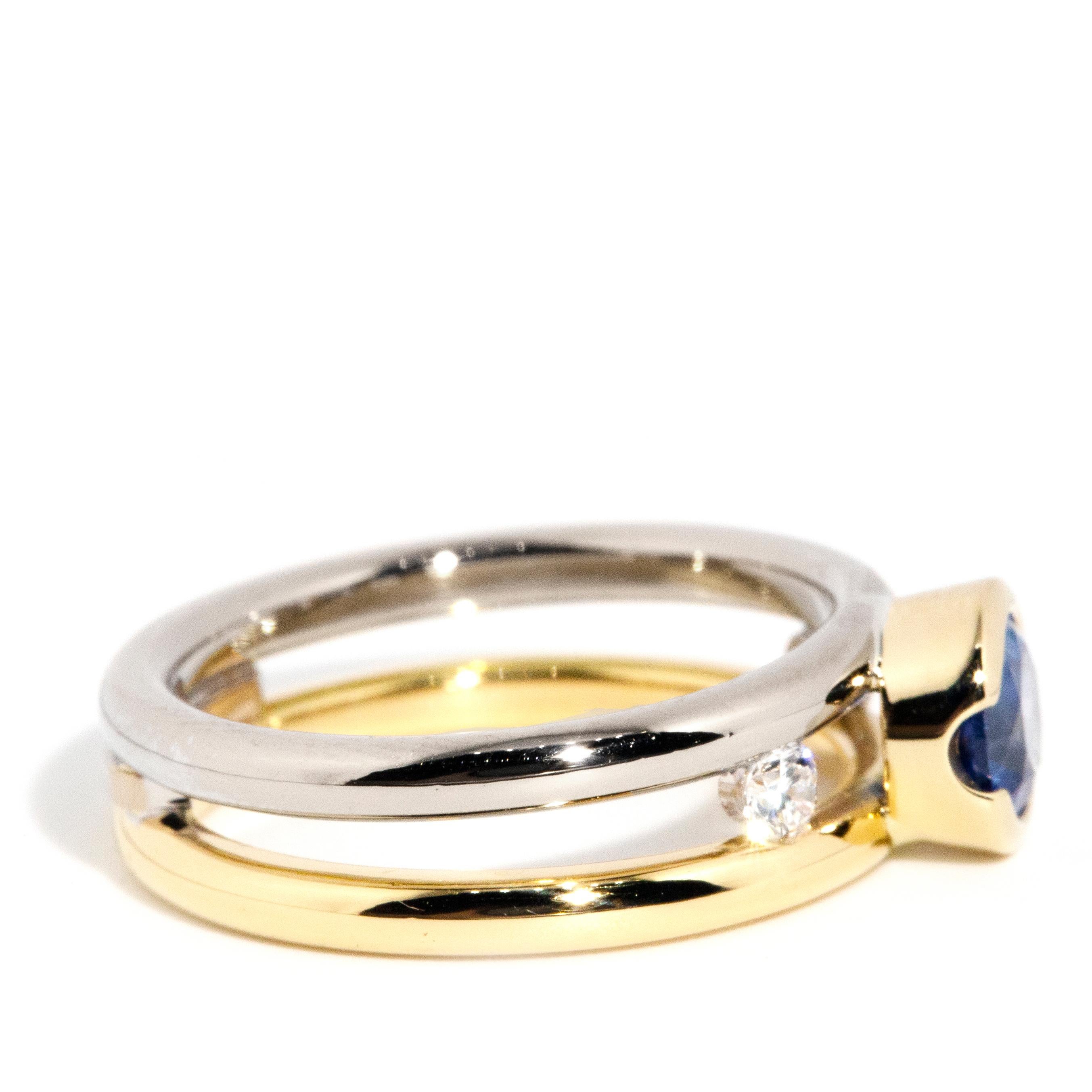 Contemporary 18 Carat Gold 0.88 Carat Ceylon Sapphire and Diamond ...