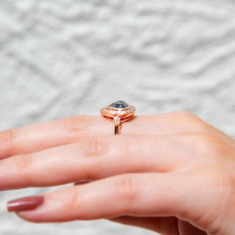 Contemporary 18 Carat Rose Gold Salt and Pepper Pear Shape Diamond ...