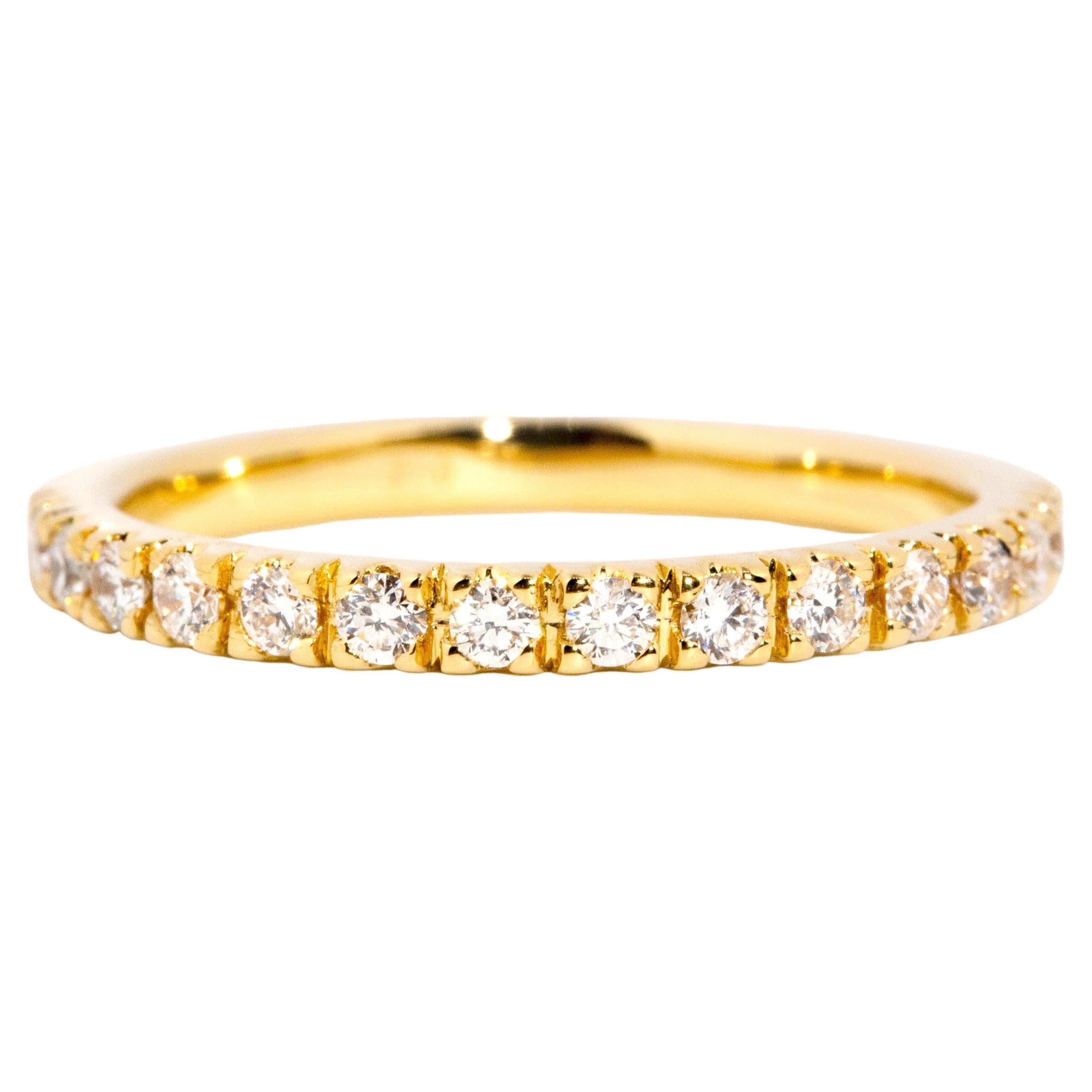 Vintage 1990s 18 Carat Yellow Gold Wave Style Bar Set Diamond Eternity ...