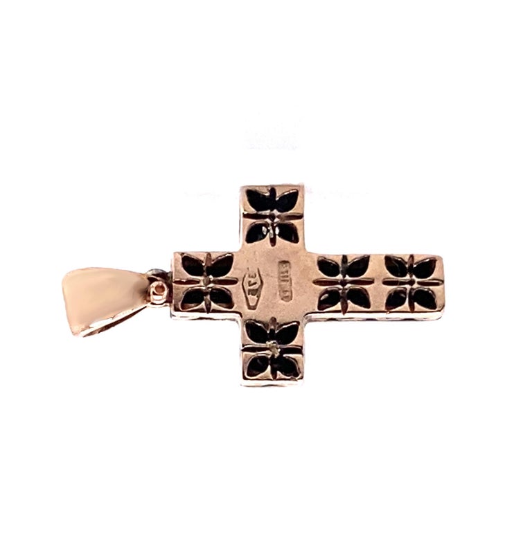 Contemporary 18-Karat 925 Silver and Diamond Cross Pendant For Sale at ...