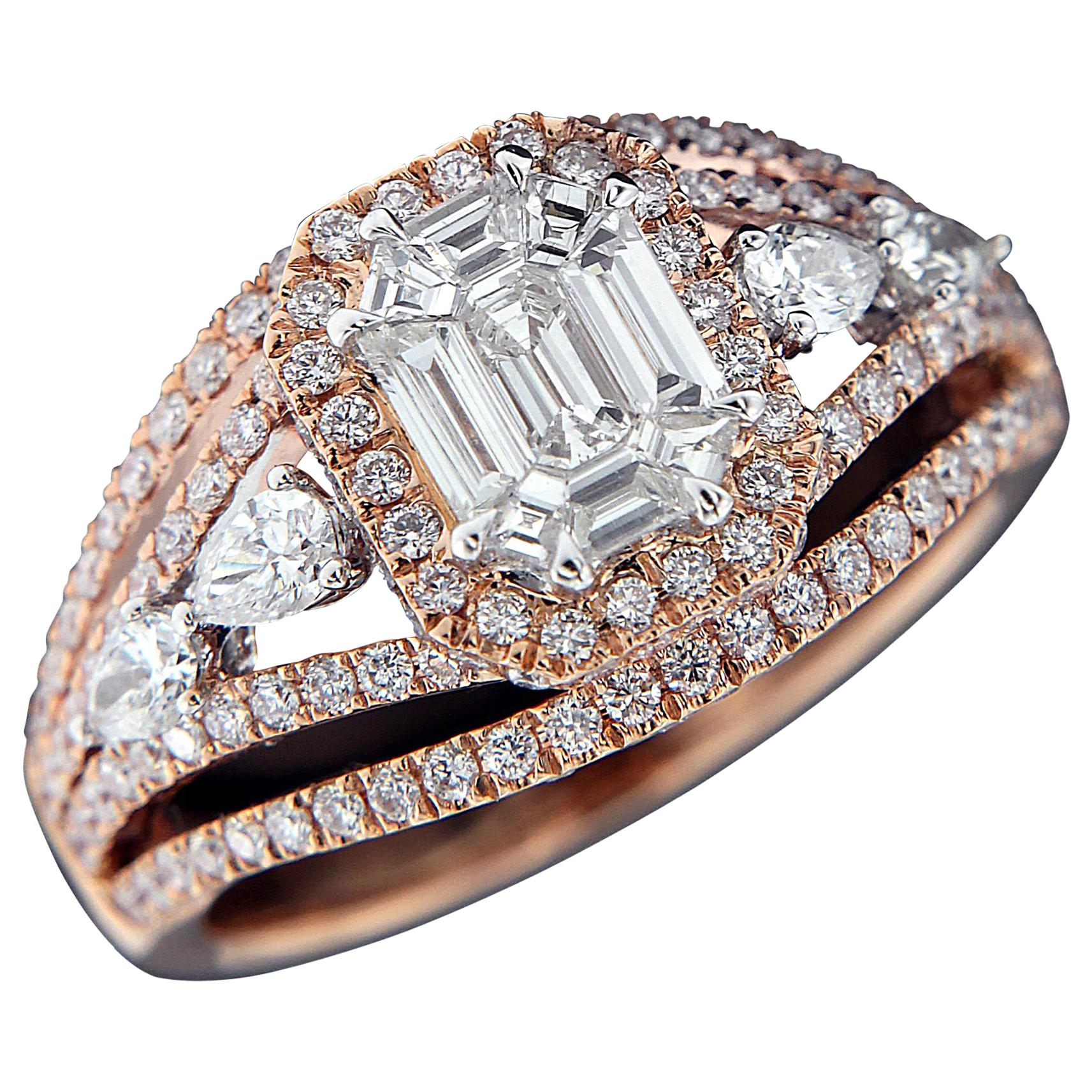 Contemporary 18 Karat Pink Gold and Diamond Cocktail Party Ring For ...