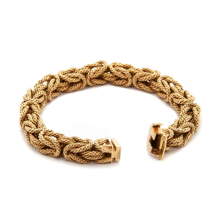 18 Karat Gold Byzantine Rope Chain Bracelet For Sale at 1stDibs ...