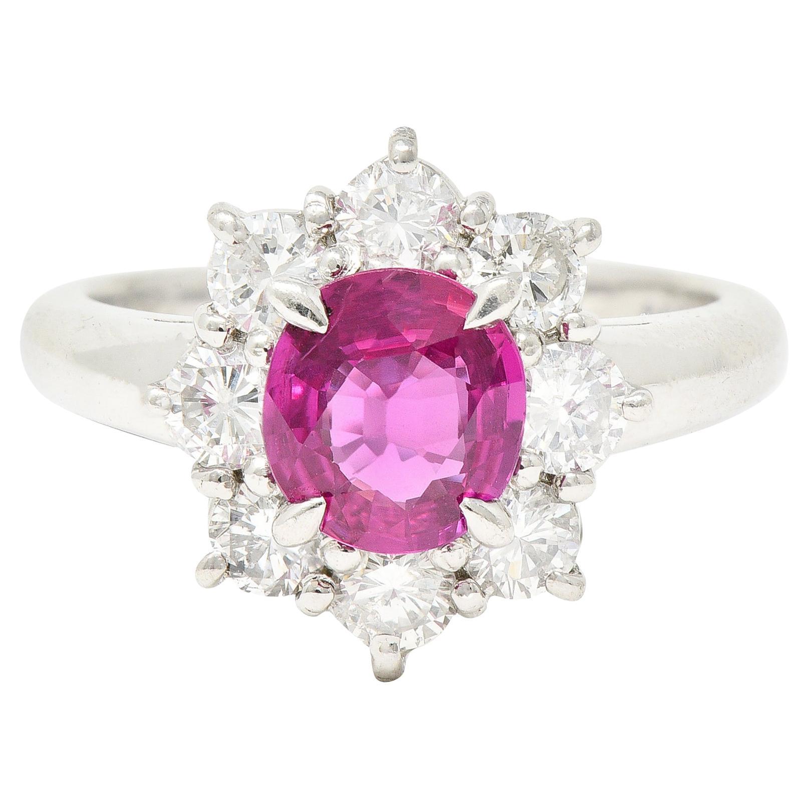2.15 Carat Ruby Diamond gold cluster Ring at 1stDibs