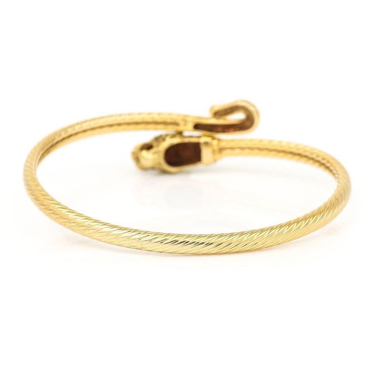 Contemporary 18ct Gold Diamond, Ruby and Enamel Leopard Head Bangle at ...