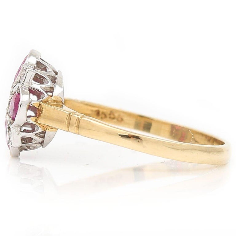 Contemporary 18 Carat Gold Ruby and Diamond Cluster Ring For Sale at ...