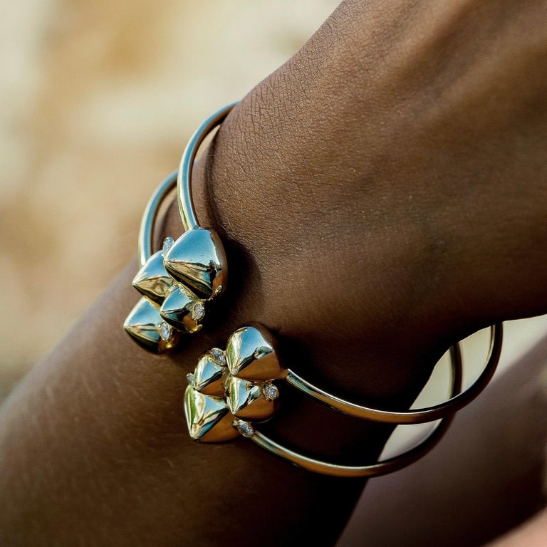 Contemporary 18K Gold and White Diamond Hand Sculpted, Sculptural ...