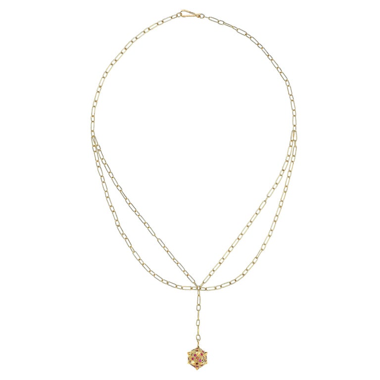 Contemporary 18k Gold Spiked Sphere Chain Necklace with Diamonds ...