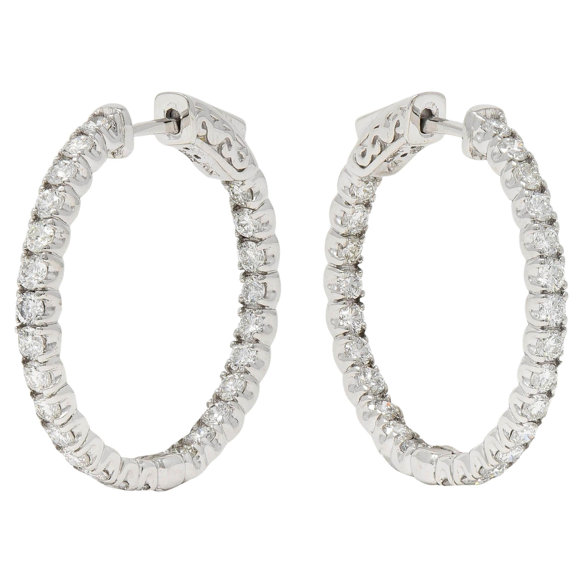 Contemporary 4.07 CTW Diamond 14 Karat White Gold Inside-Outside Hoop ...